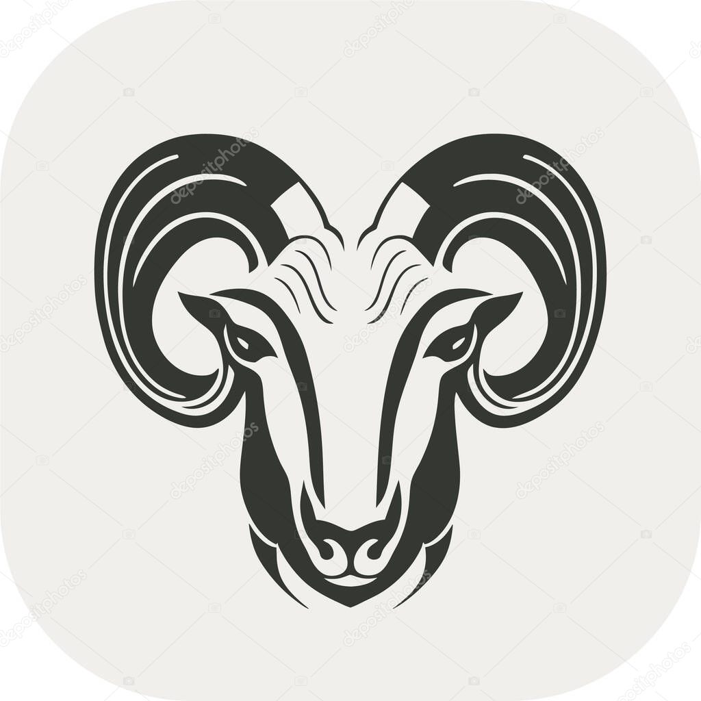 cabeza del carnero (cabeza de carnero), vector blanco y negro dibujo ...