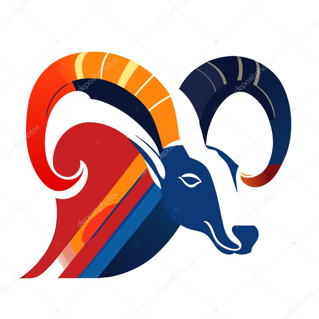 cabeza del carnero (cabeza de carnero), vector blanco y negro dibujo ...