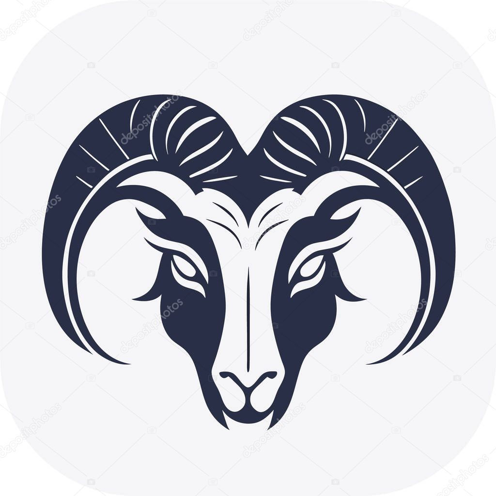 cabeza del carnero (cabeza de carnero), vector blanco y negro dibujo ...