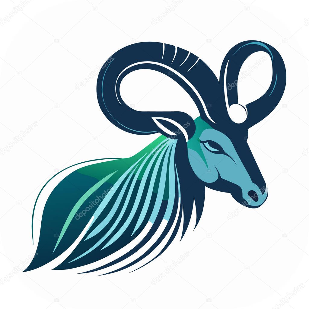 cabeza del carnero (cabeza de carnero), vector blanco y negro dibujo ...