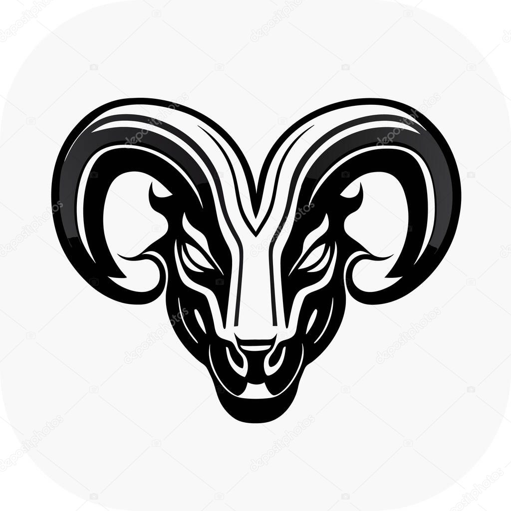 cabeza del carnero (cabeza de carnero), vector blanco y negro dibujo ...