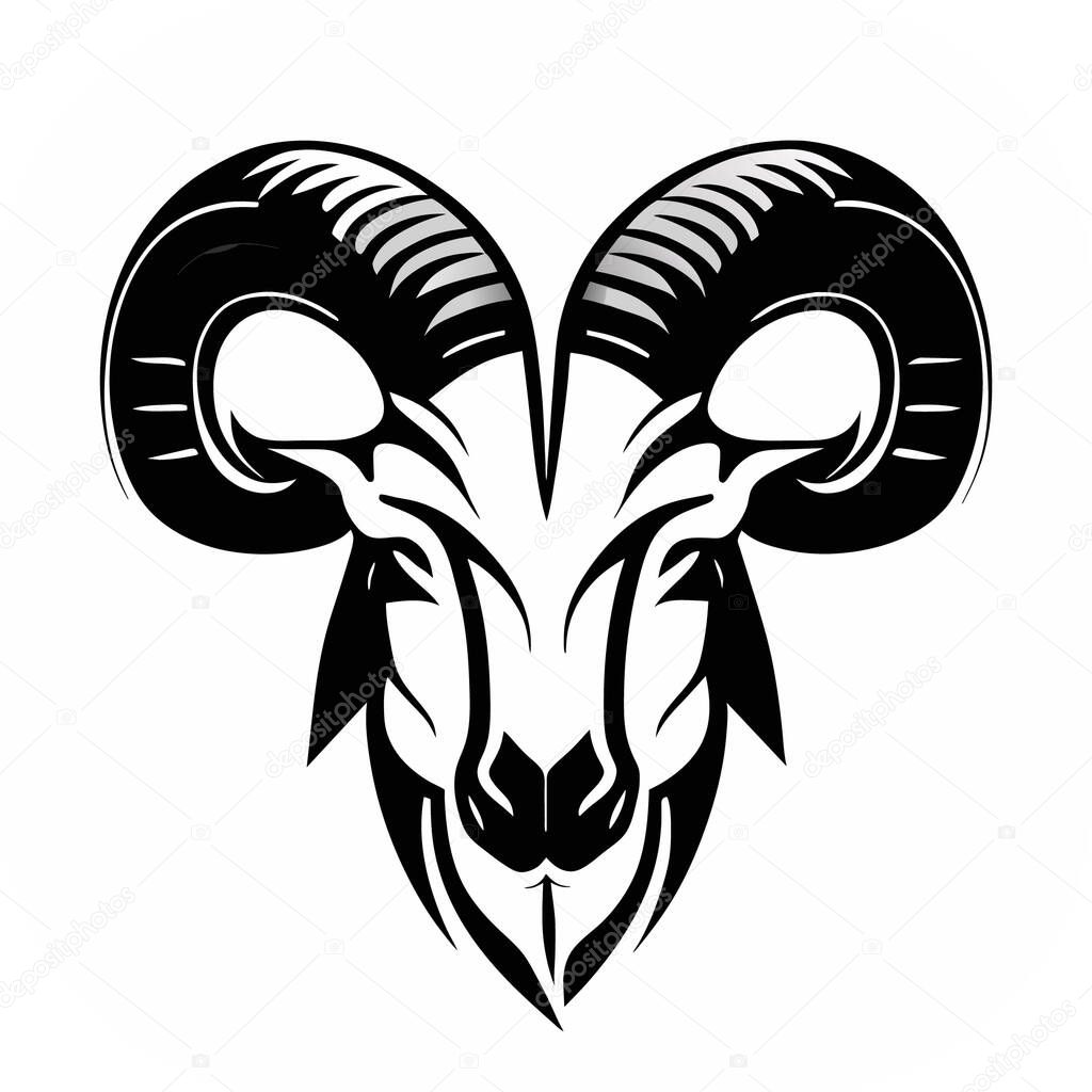 cabeza del carnero (cabeza de carnero), vector blanco y negro dibujo ...