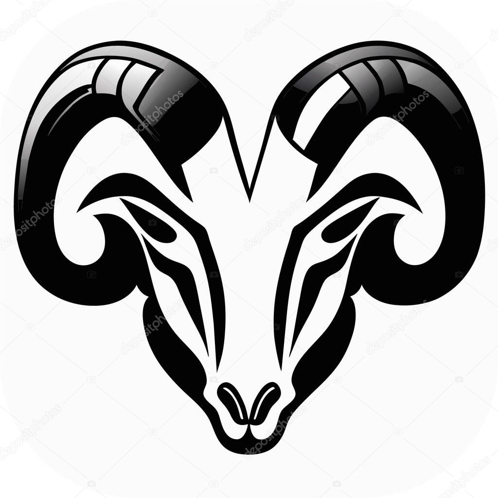 cabeza del carnero (cabeza de carnero), vector blanco y negro dibujo ...