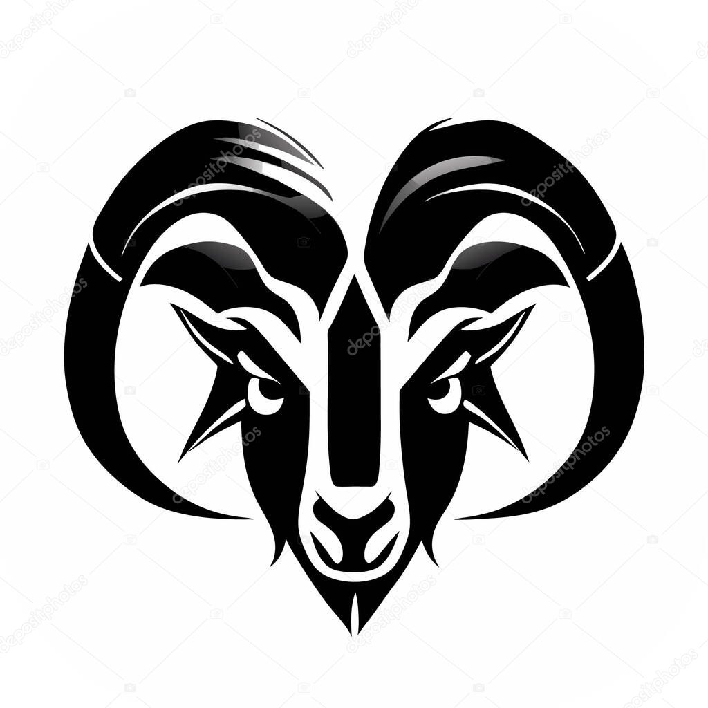 cabeza del carnero (cabeza de carnero), vector blanco y negro dibujo ...