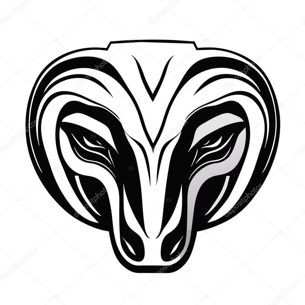 cabeza del carnero (cabeza de carnero), vector blanco y negro dibujo ...