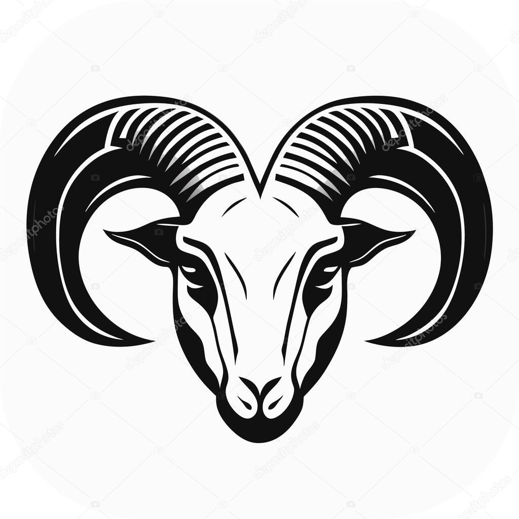 cabeza del carnero (cabeza de carnero), vector blanco y negro dibujo ...