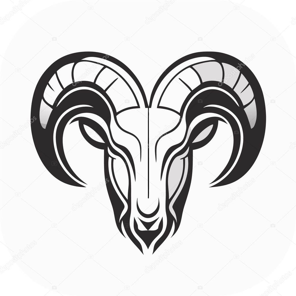 cabeza del carnero (cabeza de carnero), vector blanco y negro dibujo ...