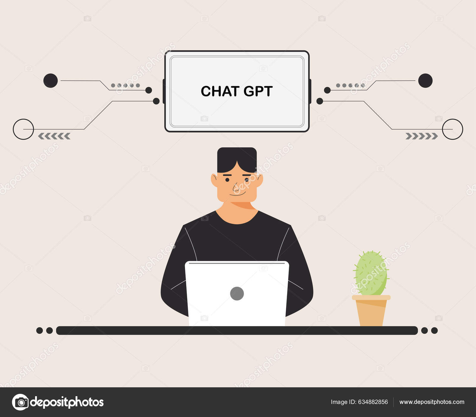 Chat Gpt Men Person Use Laptop Digital Boy People Search Stock Vector ...