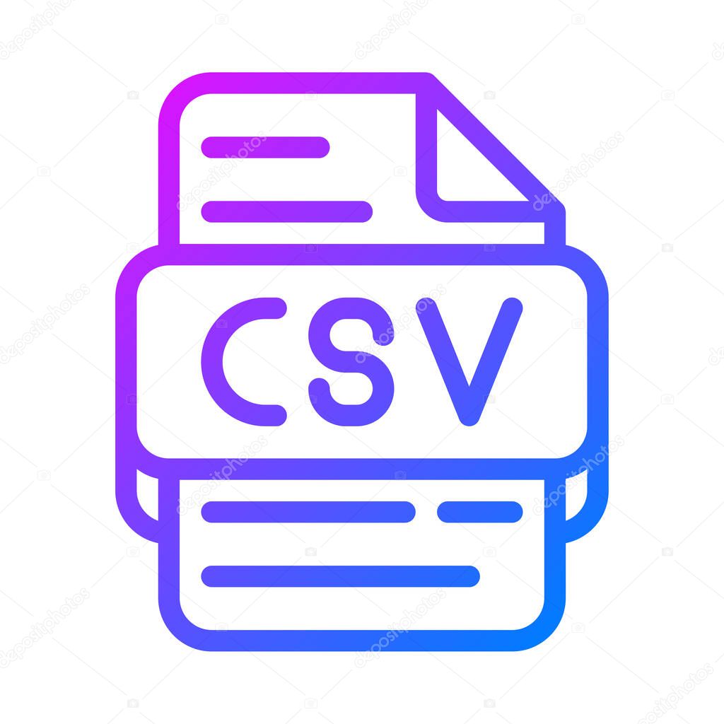 Icono de tipo de archivo de formato Csv. elegantes iconos de base de ...
