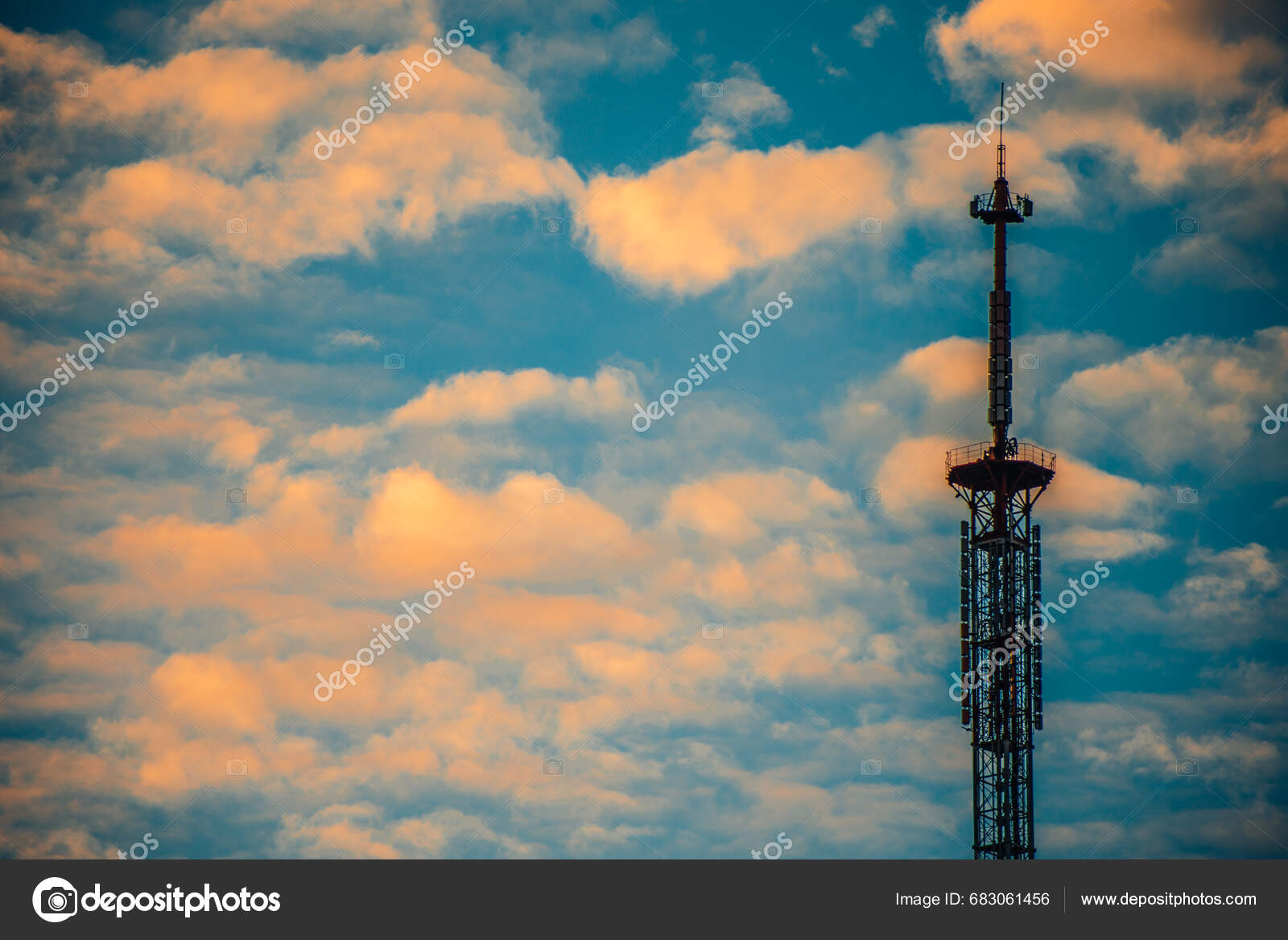 High Rise Communications Tower Sunny Sky High Tech Communications Tower ...