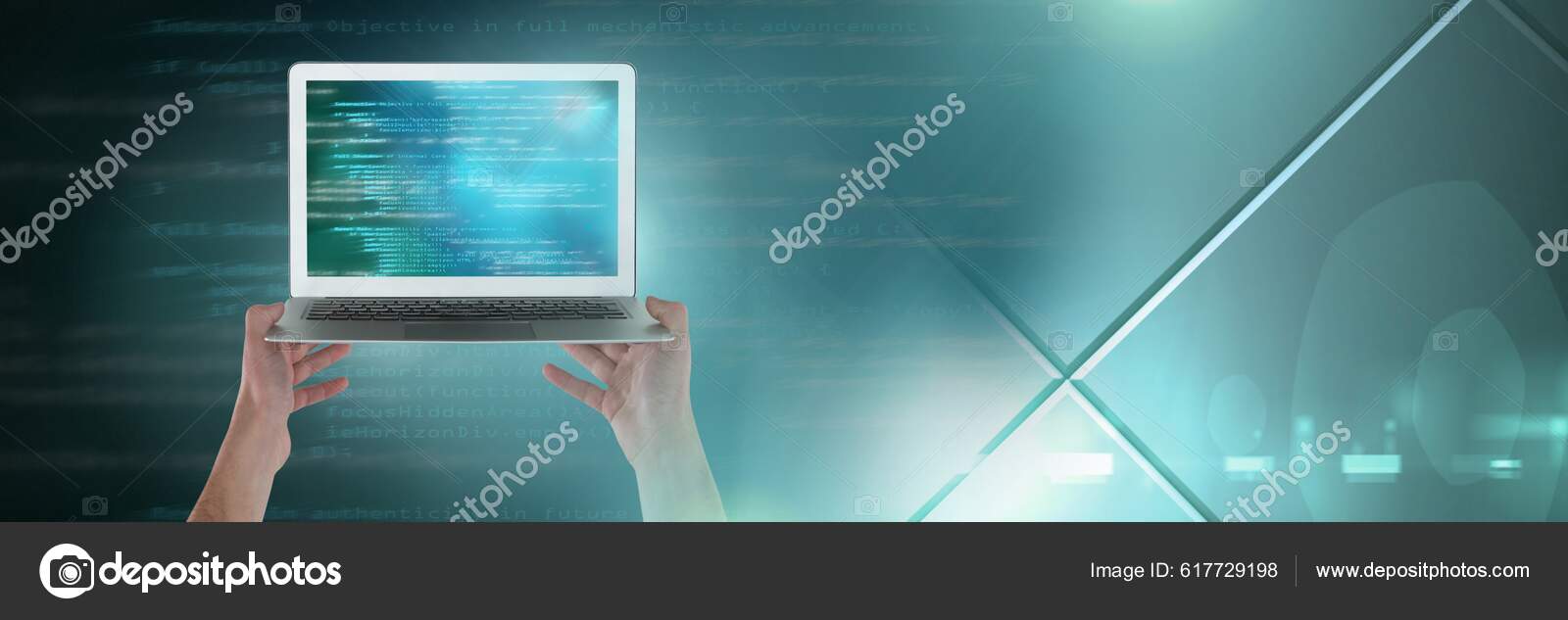Hands Holding Laptop Coding Text Transition — Stock Photo © YAY_Images ...