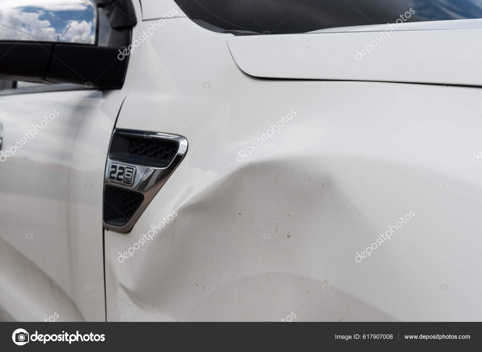 White Scratched Car Damaged Paint Crash Accident Den — Stock Photo ...