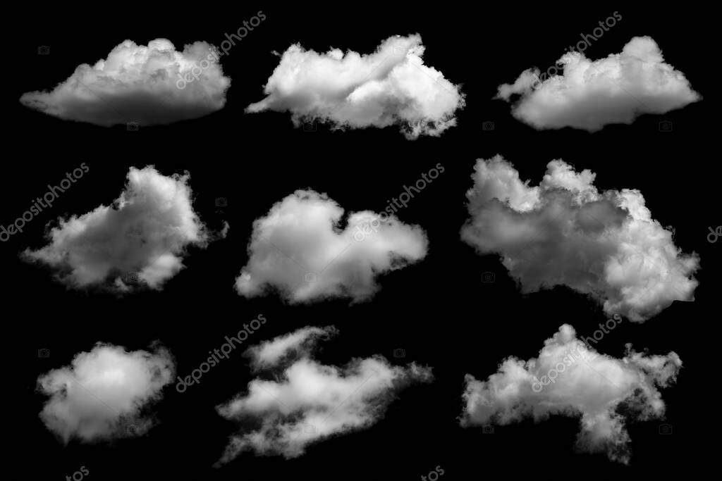 Beyaz Bulut Siyah Arkaplanda Izole Olmuş Gerçekçi Bir Bulut — Stok Foto ...