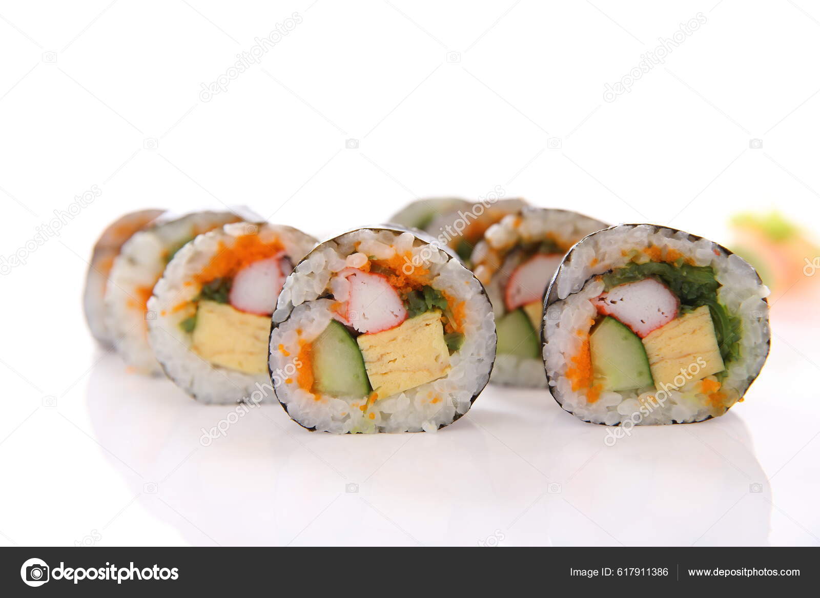 Futomaki Sushi Japanese Roll Rice Egg Avocado Cucumber Stock Photo by ...