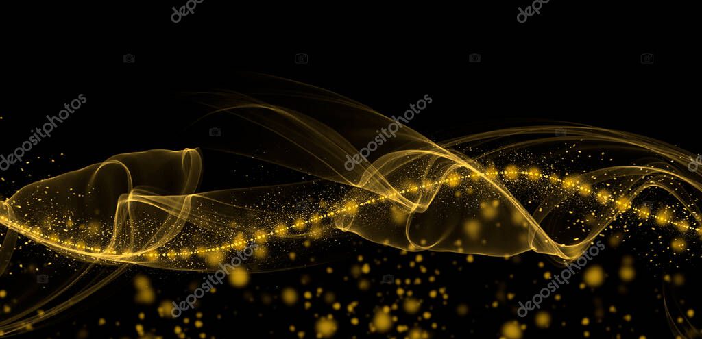 "Sendero de oro brillante con partículas y desenfoque. Cola de Oro ...