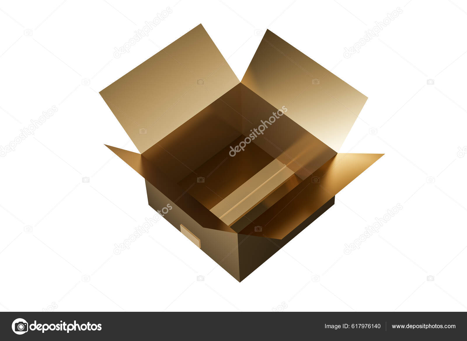 Gold Cardboard Box Mockups Isolated White Background Stock Photo by ...