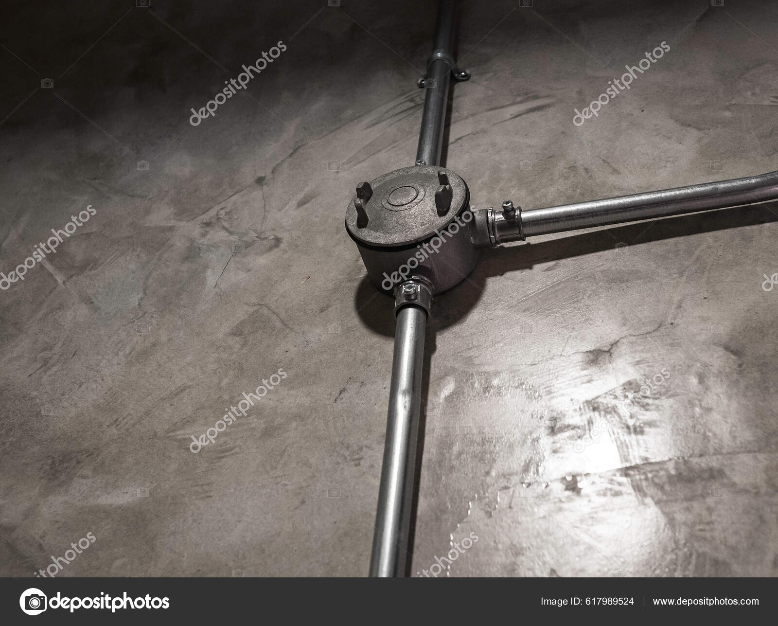 Stainless Steel Pipe Electric Cable Storage Interior Build Room Stock ...