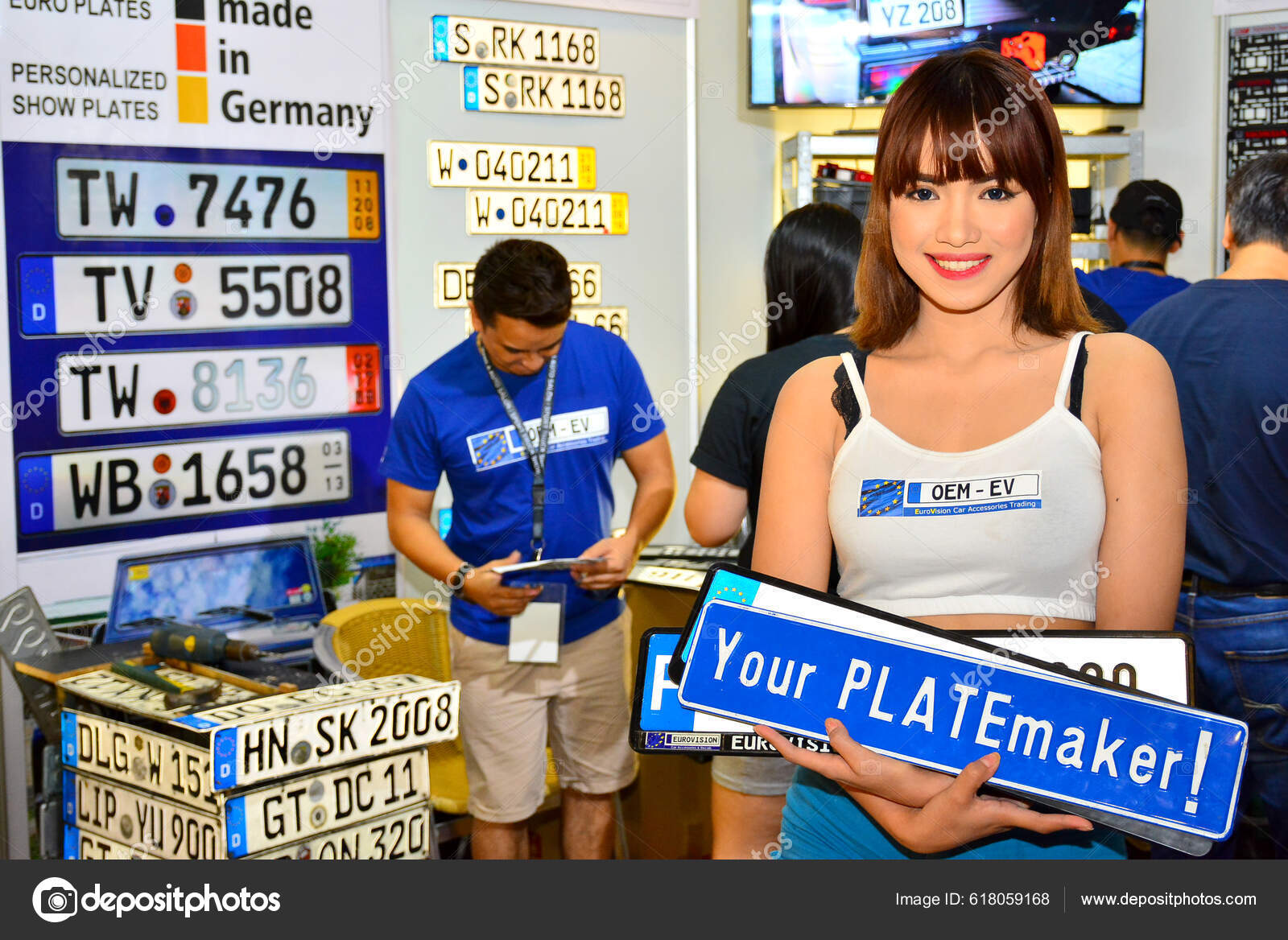 Eurovision Car Plate Female Model Manila Auto Salon Car Show — Stock ...