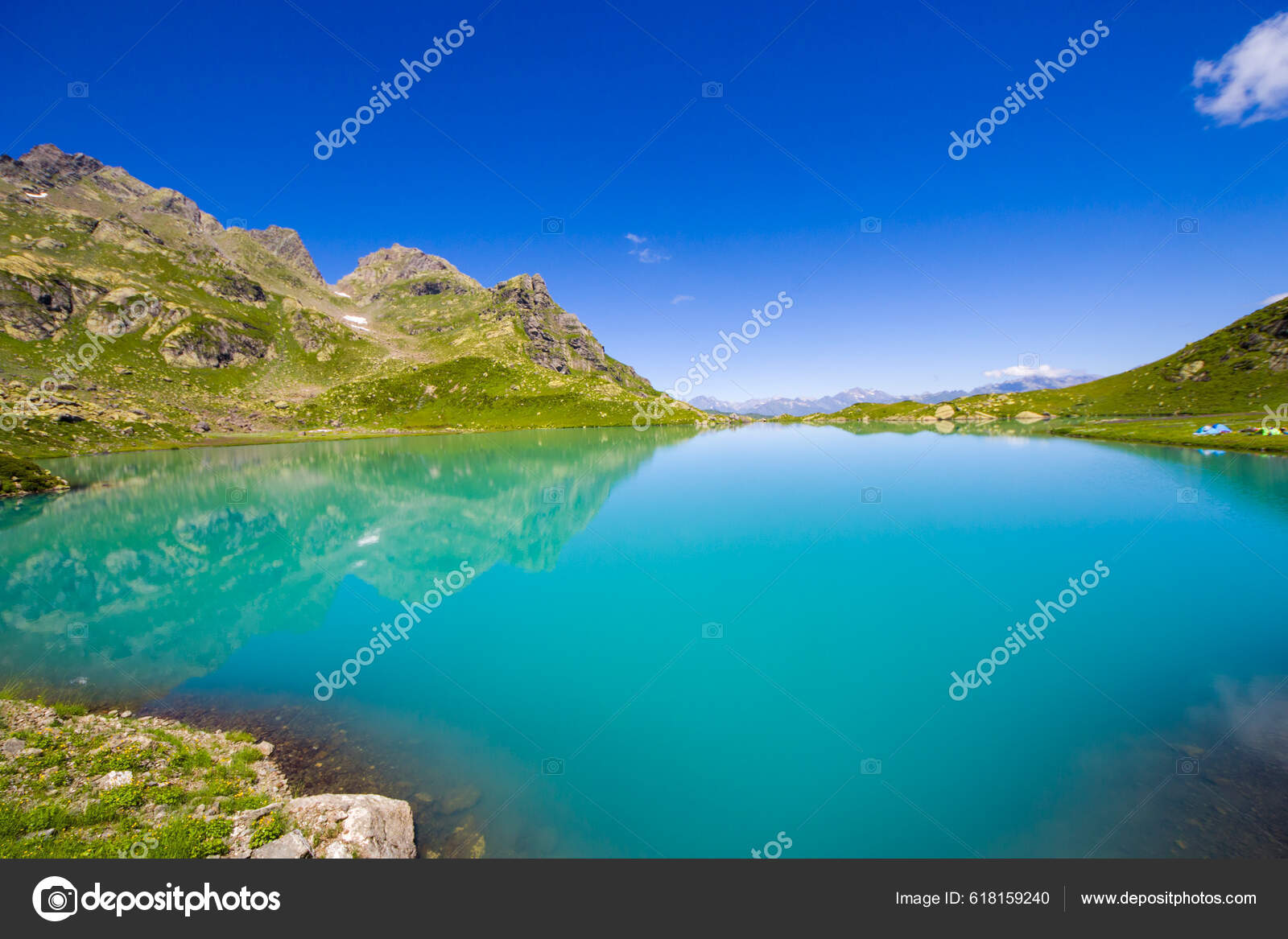 Alpine Mountain Lake Landscape View Blue Beautiful Amazing Lake ...