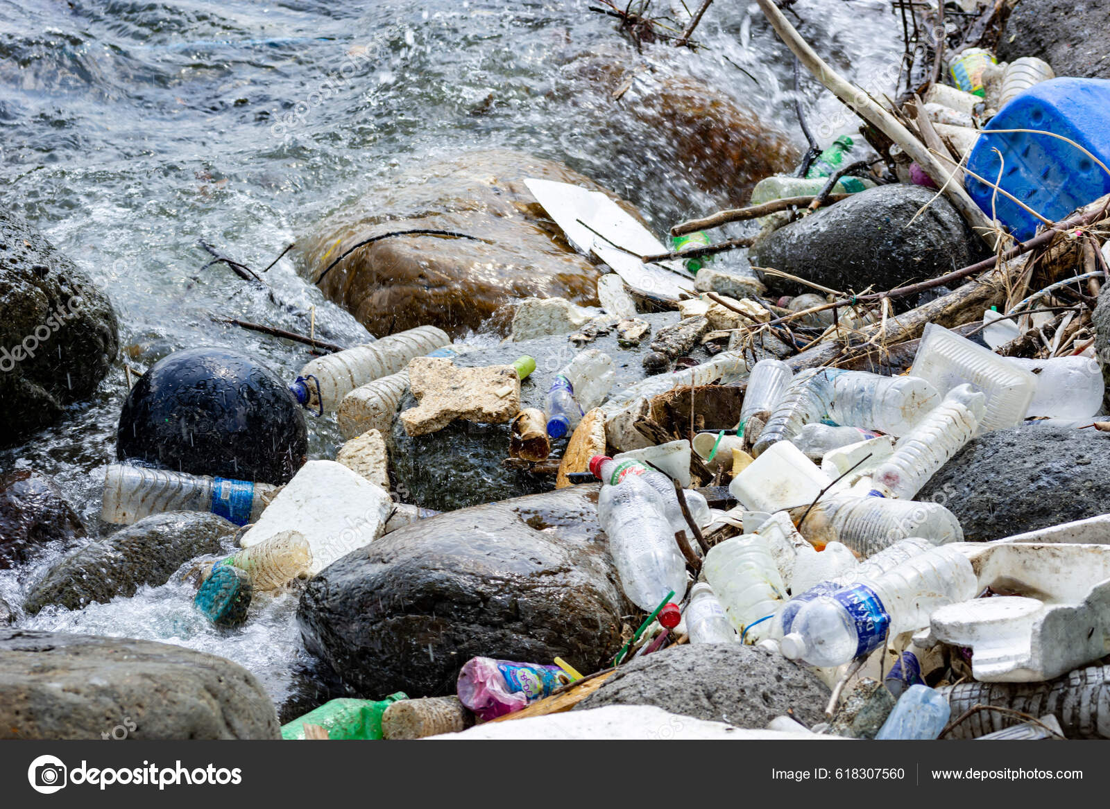 Plastic Pollution Being Thrown Waters Damaging Environment Killing