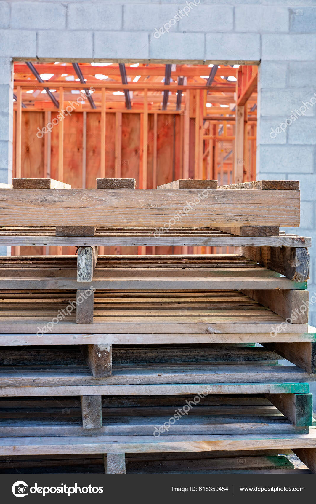 Timber Pallets Home Construction Site Stock Photo by ©YAY_Images 618359454