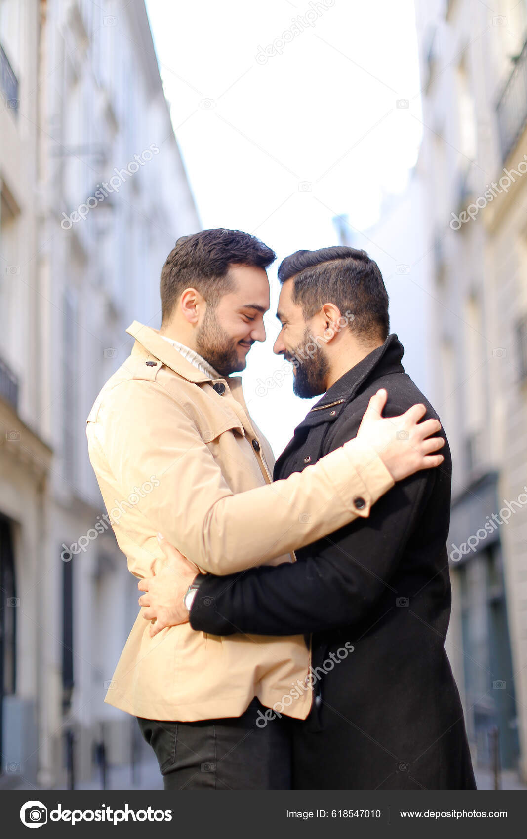 Two Hugging American Gays City Buildings Background — Stock Photo © YAY ...