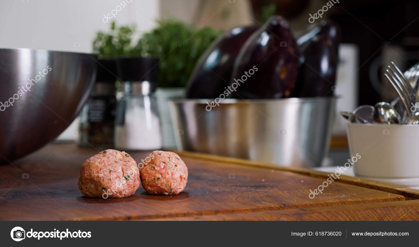 Chef Makes Mince Meatballs Meat Cooking Tasty Appetizing Stock Photo by ...