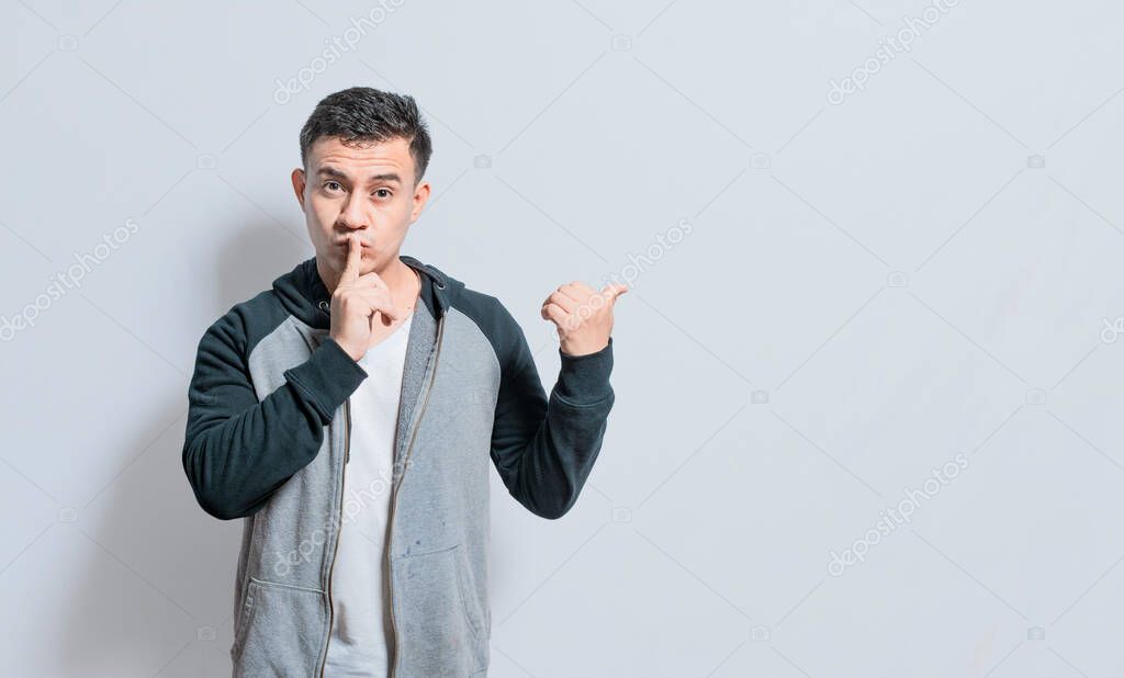 "Person pointing to the side giving an offer isolated, people with ...