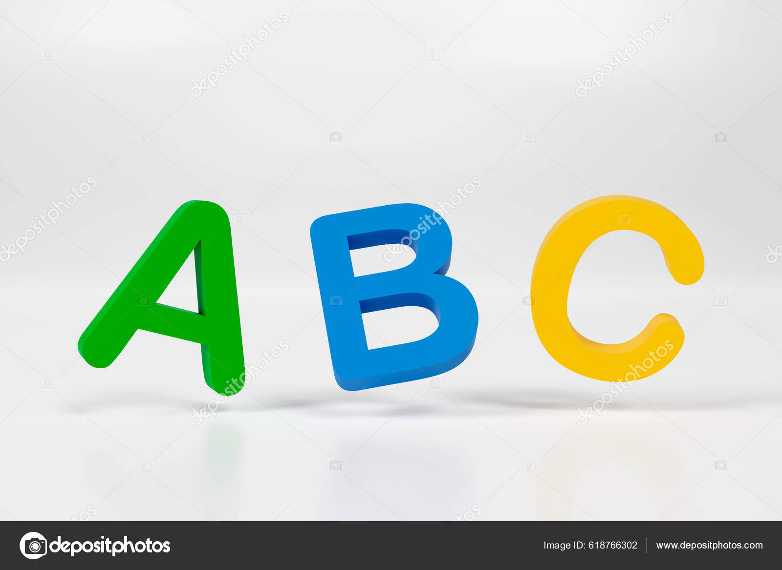 Abc Letters Isolated White Background Reflection Illustration — Stock ...