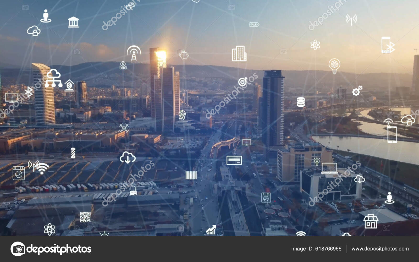 Smart City Communication Network Concept Lpwa Low Power Wide Area ...