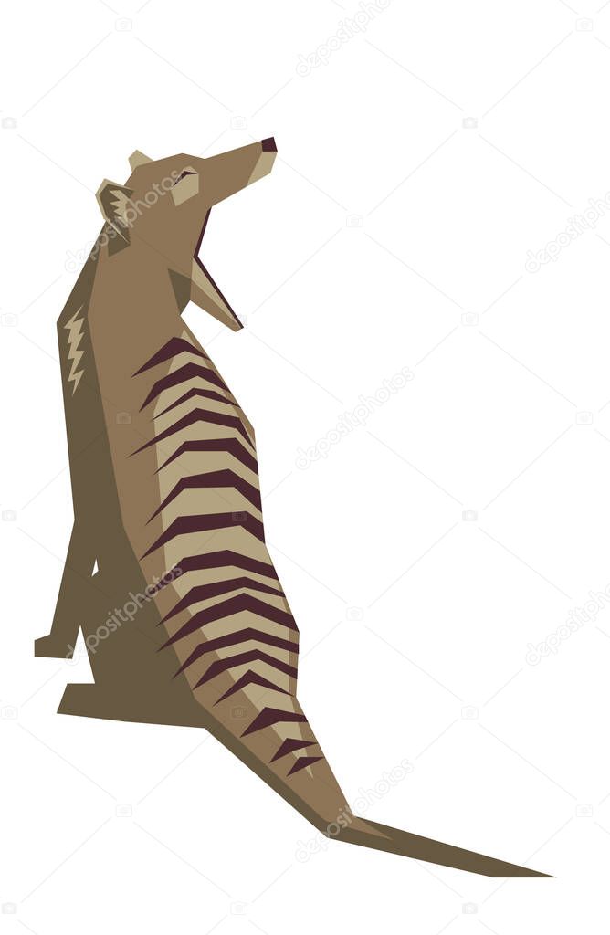 "Colorida ilustración minimalista de un animal prehistórico extinto." 2023