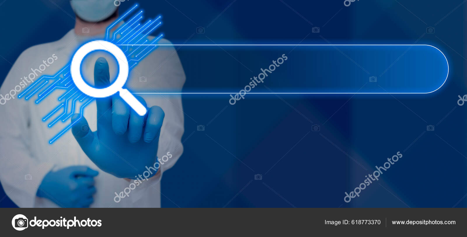 Doctor Touching Search Bar Finger Search Bar Scientist Gloves Mask ...