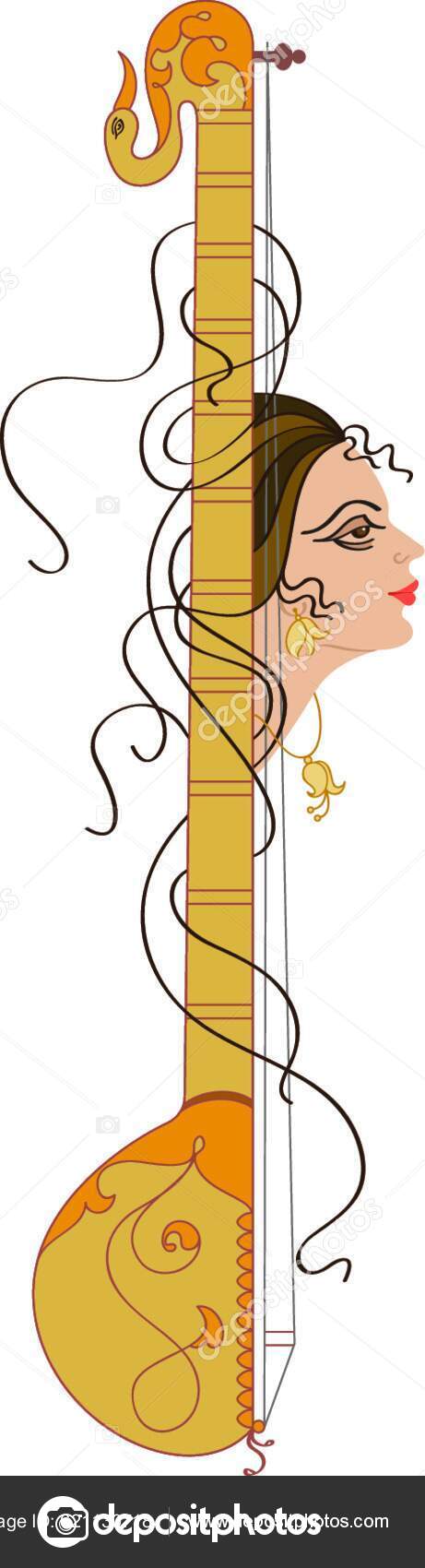 Lady Hair Playing Sitar Stock Vector Image by ©YAY_Images #621130718