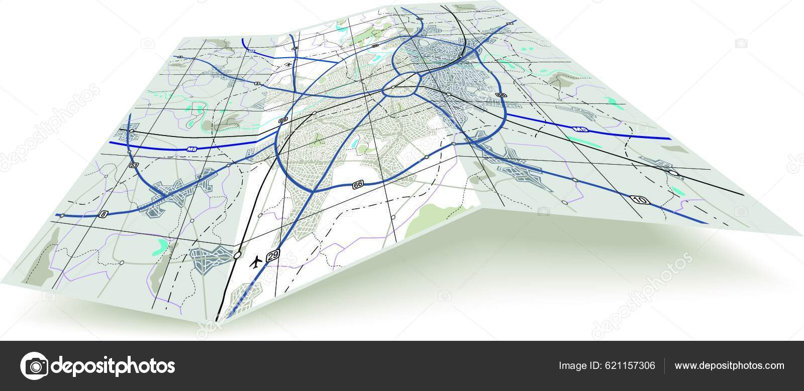 Mapa Plegable Ilustración Simple Tela Vector de stock #621157306 de ...