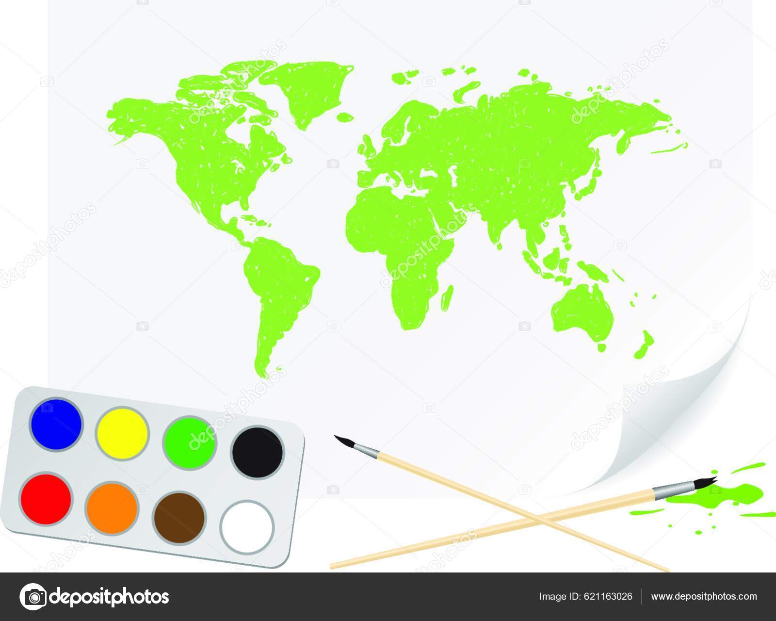 Ritning Grön Karta Grafisk Vektor Illustration — stockvektor av ©YAY ...