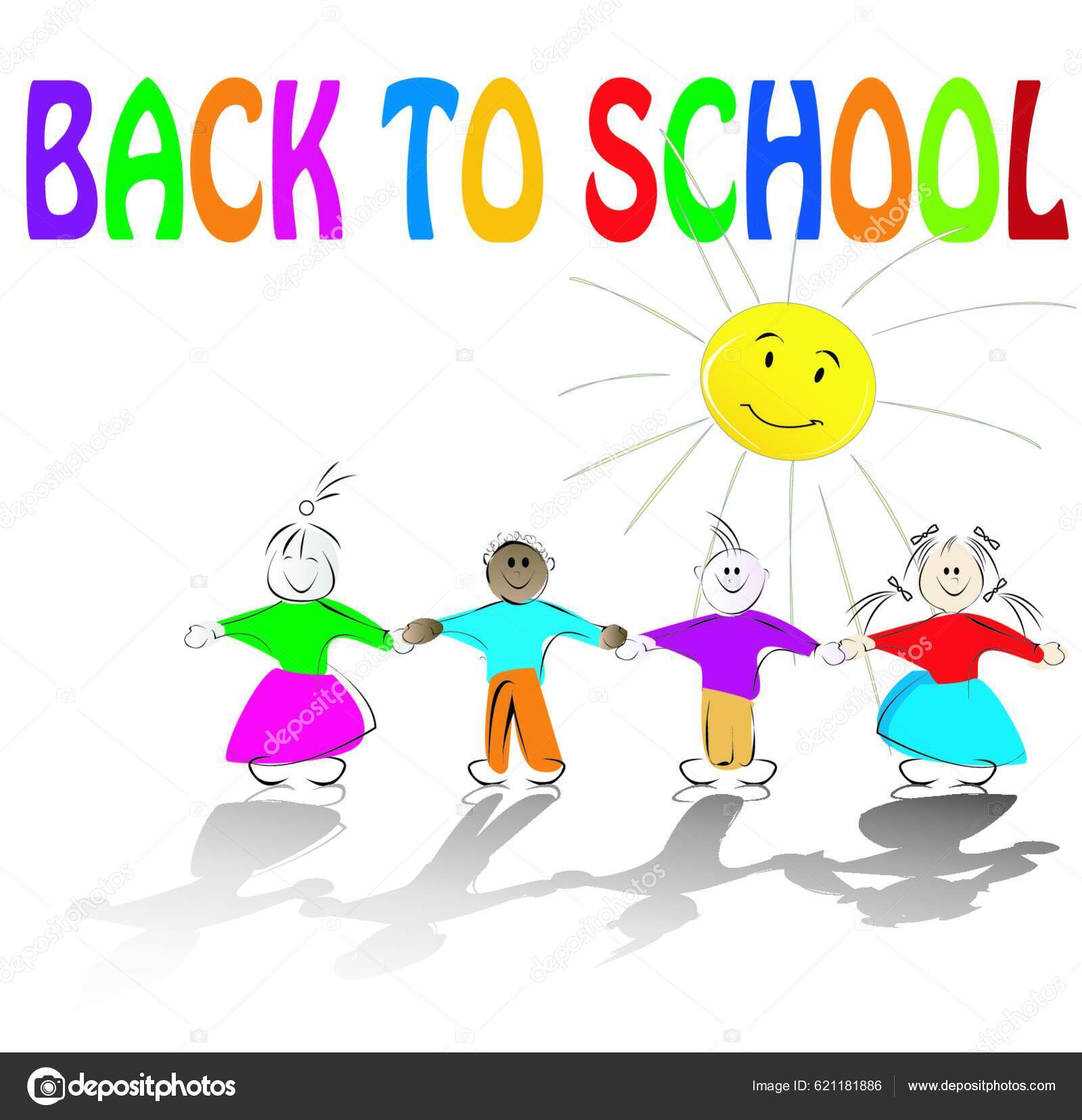 Ilustración Los Niños Sol Escuela Vector de stock #621181886 de ©YAY_Images