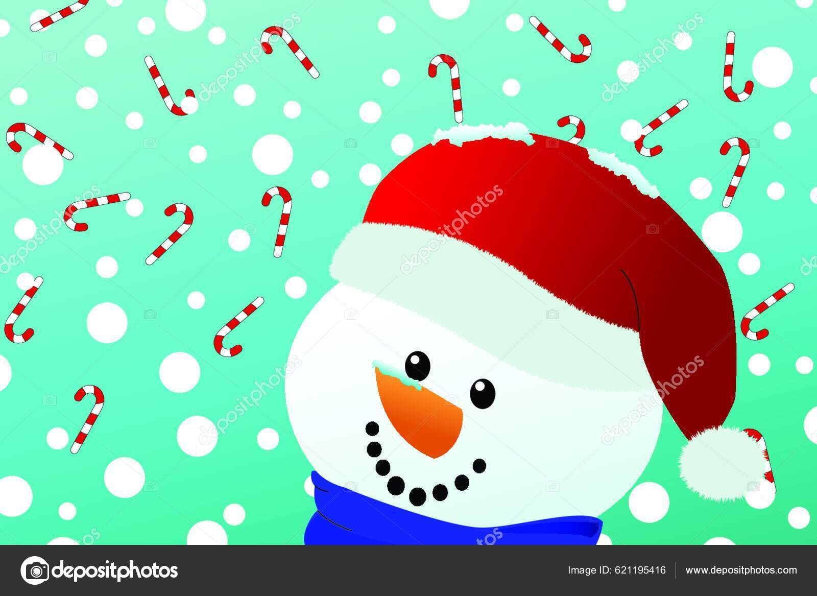 Smiling Snowman Falling Candy Canes Stock Vector by ©YAY_Images 621195416