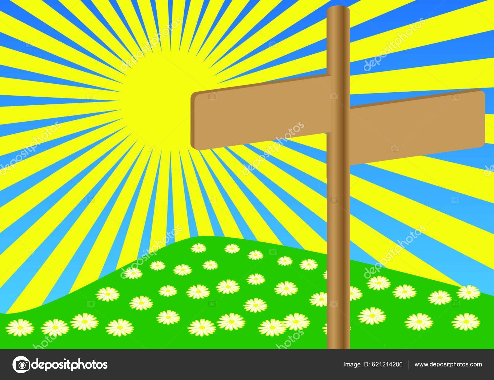 Spring Background Signpost Meadow Stock Vector by ©YAY_Images 621214206