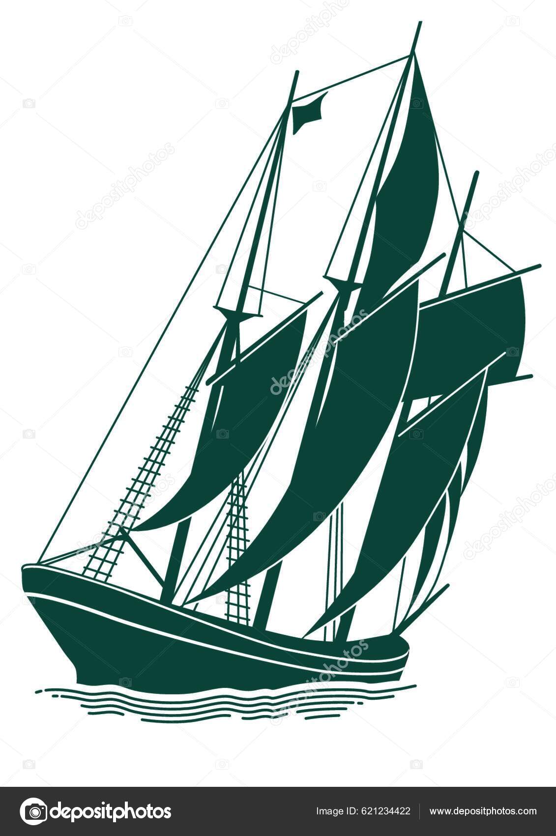 Viejo Velero Vector Gráfico Fondo Vector de stock #621234422 de ©YAY_Images