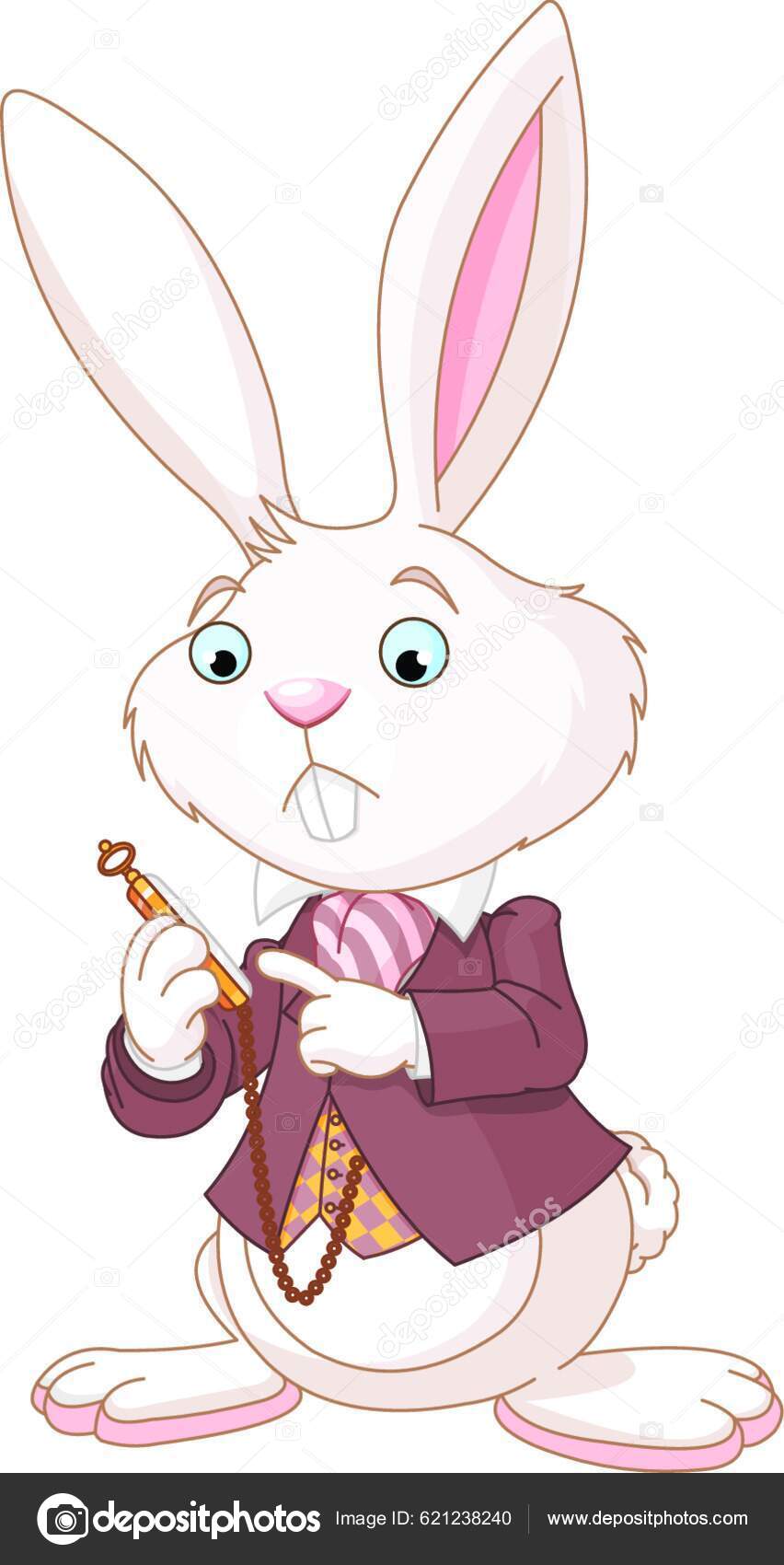 Conejo Blanco Con Reloj Bolsillo Vector de stock por ©YAY_Images 621238240