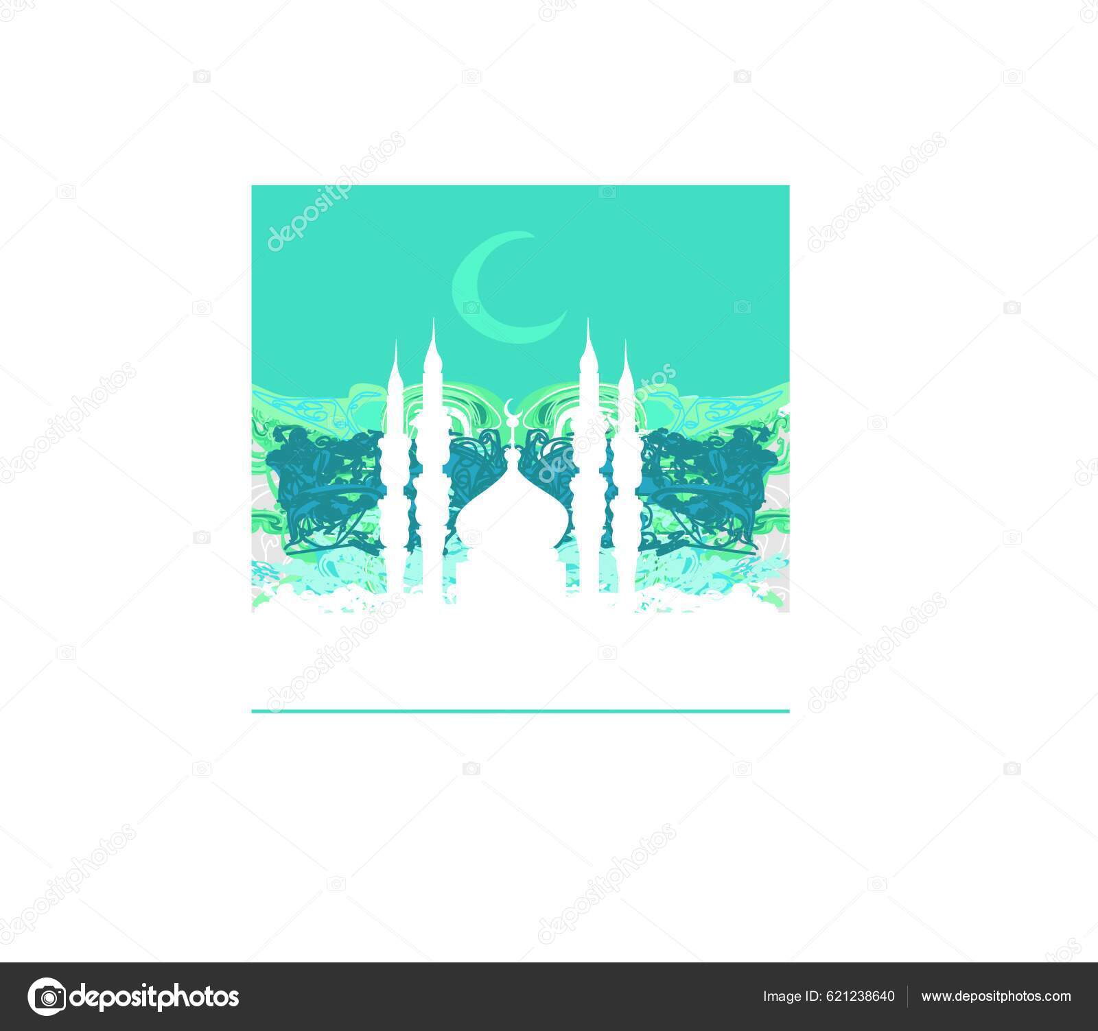 Ramadan Background Mosque Silhouette Vector Card Stock Vector by ©YAY ...