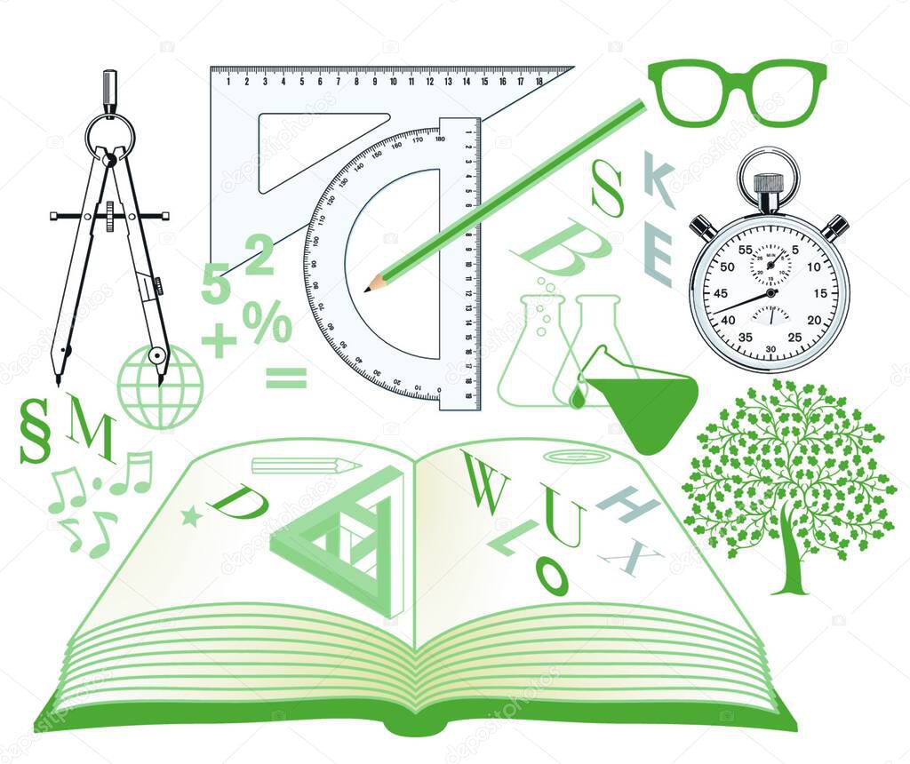 Estudios símbolos, ilustración vectorial gráfica 2023