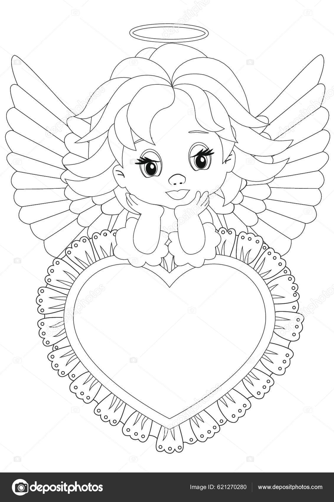 Kleiner Engel Ausmalseite Stock-Vektorgrafik von ©YAY_Images 621270280