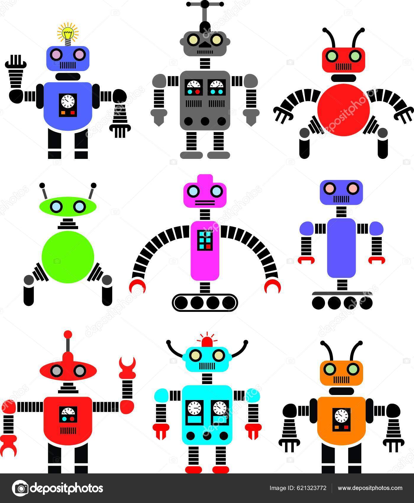 Conjunto Robots Varias Formas Colores Vector de stock por ©YAY_Images ...