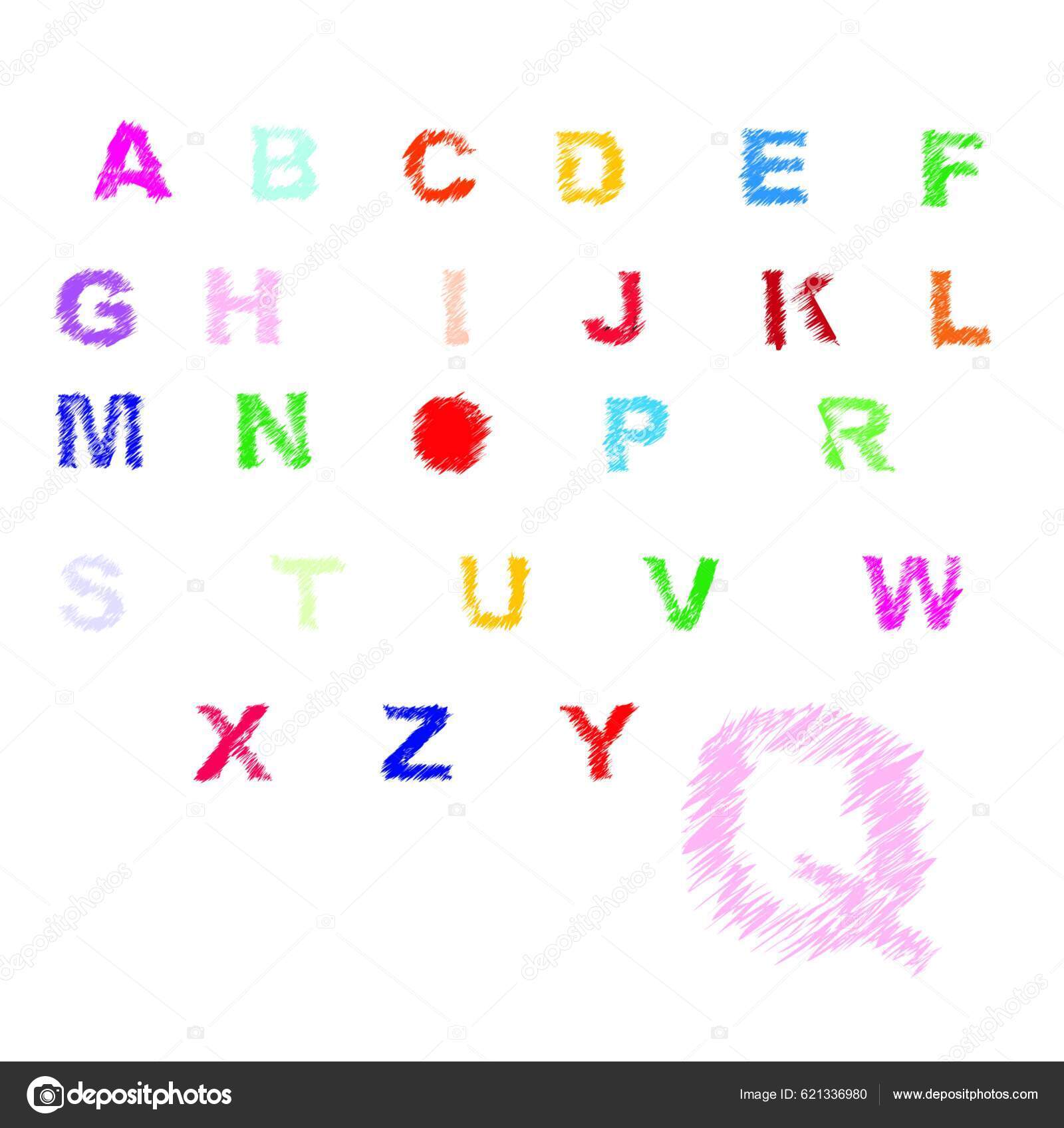 Sketchy Alphabet Pastel Colors Stock Vector by ©YAY_Images 621336980