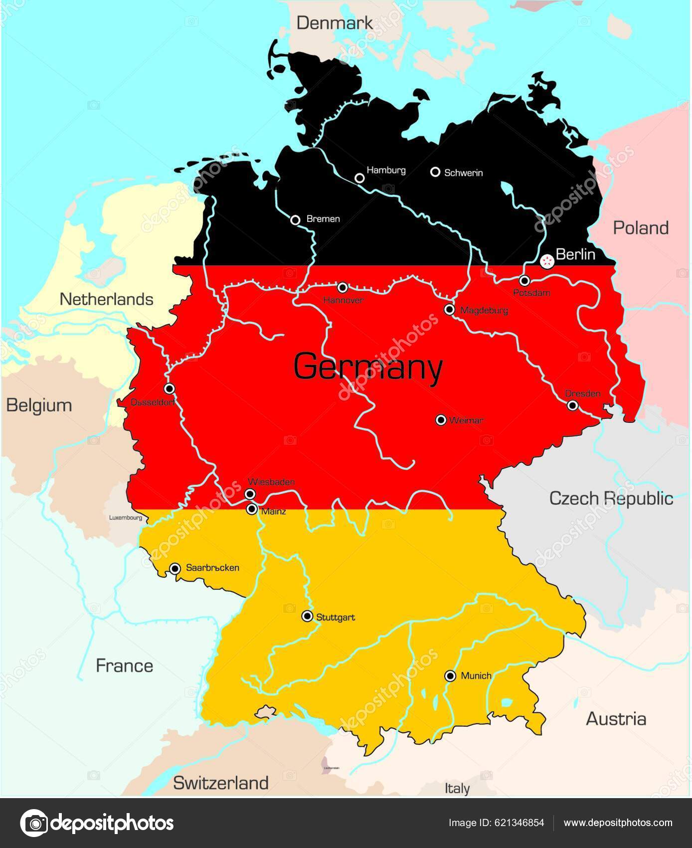 Peta Ilustrasi Jerman Vektor Stok oleh ©YAY_Images 621346854