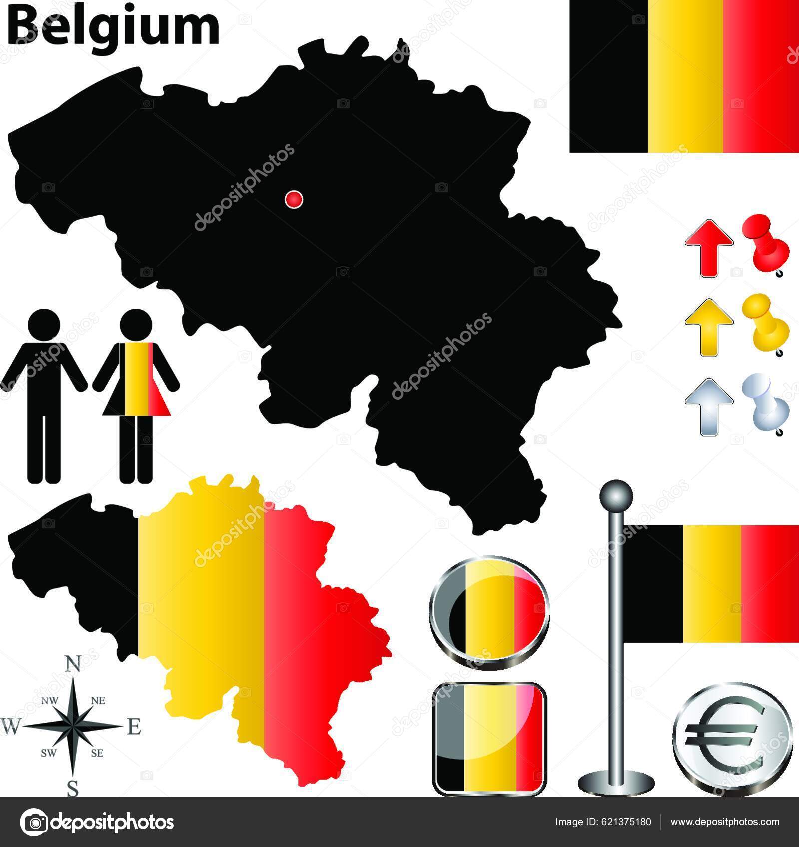Belgium Map Web Simple Illustration Stock Vector by ©YAY_Images 621375180