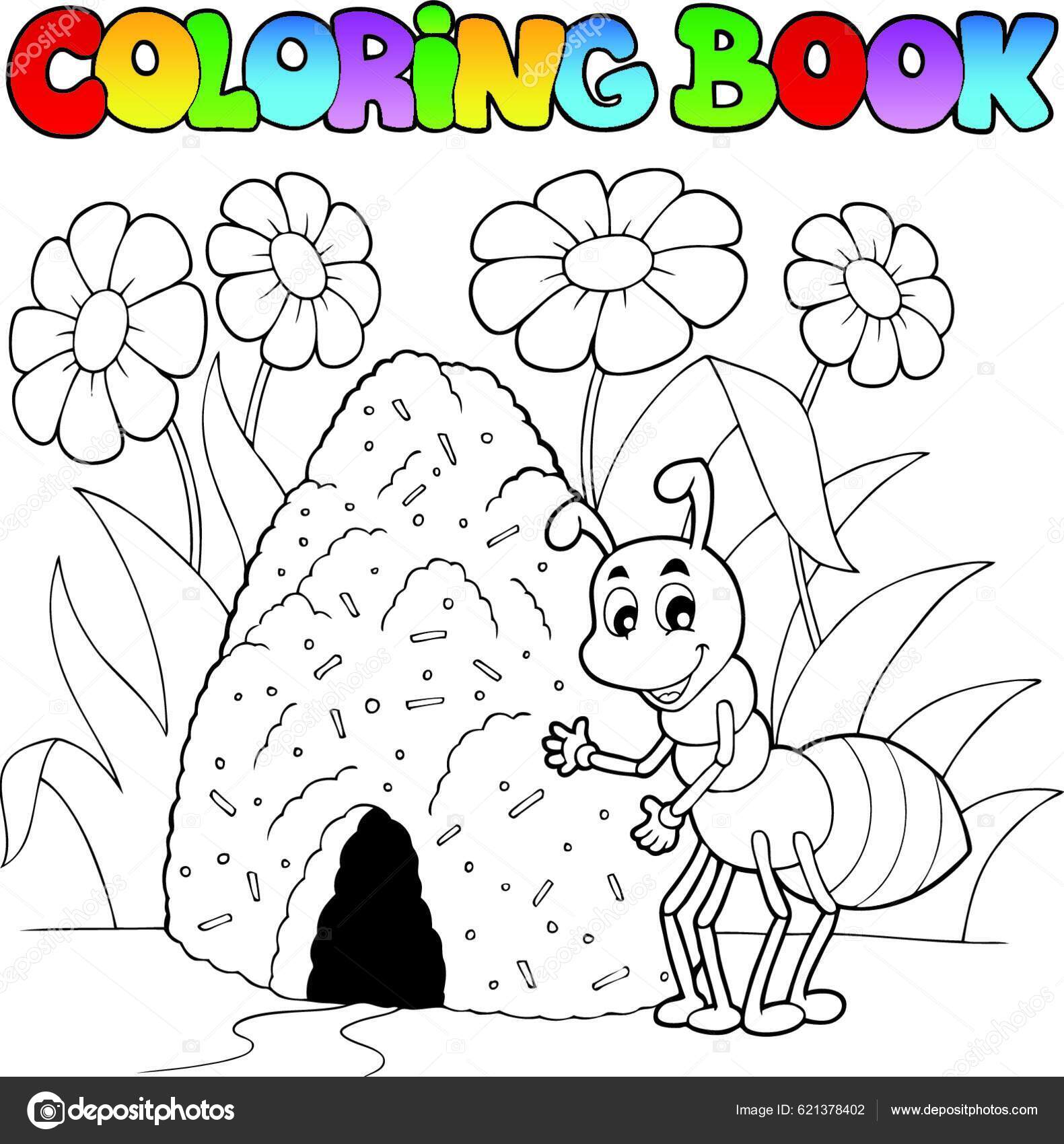 Coloring Book Ant Anthill Stock Vector by ©YAY_Images 621378402