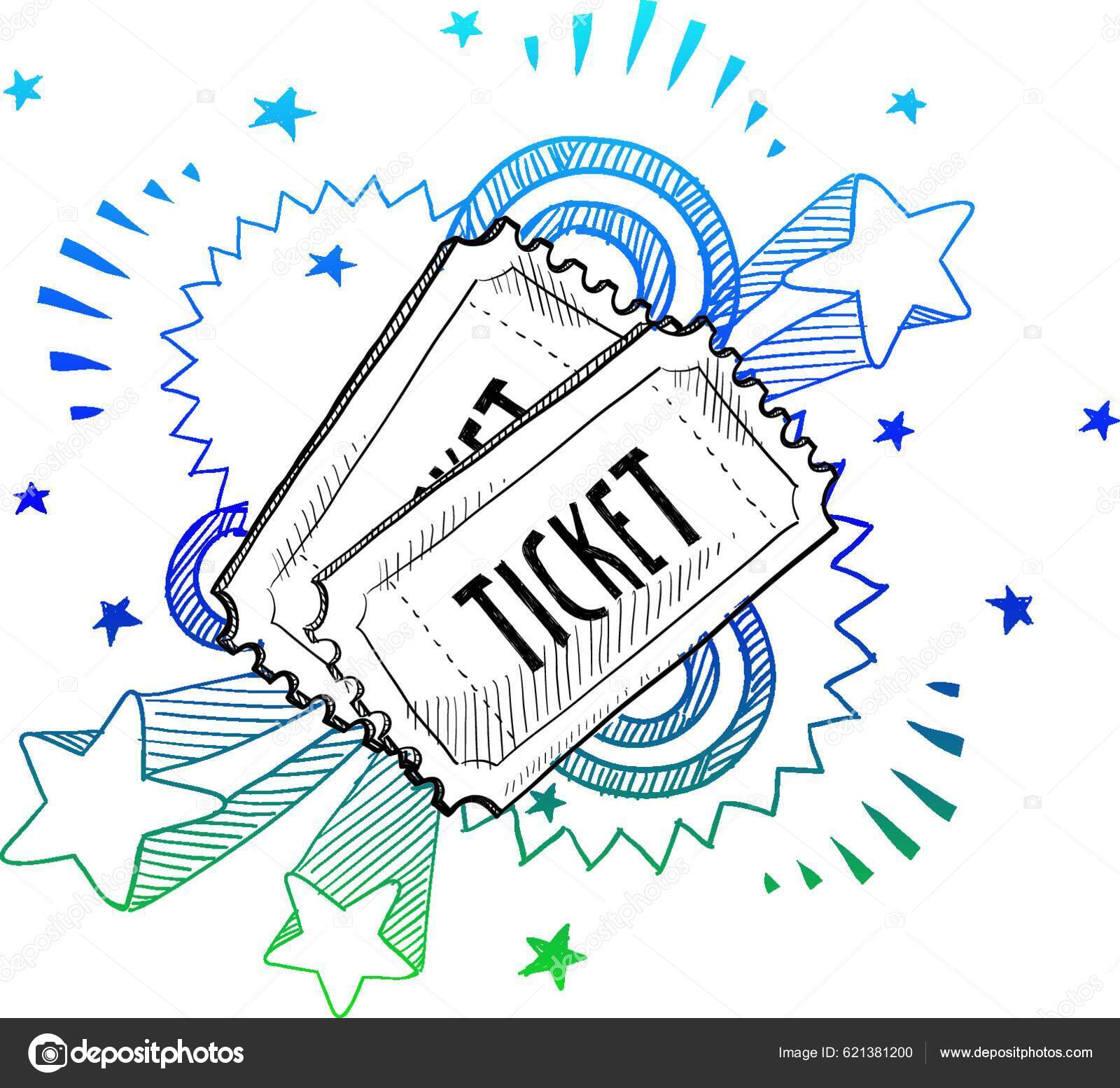 Boceto Del Ticket Del Evento Ilustración Vectorial Vector de stock por ...