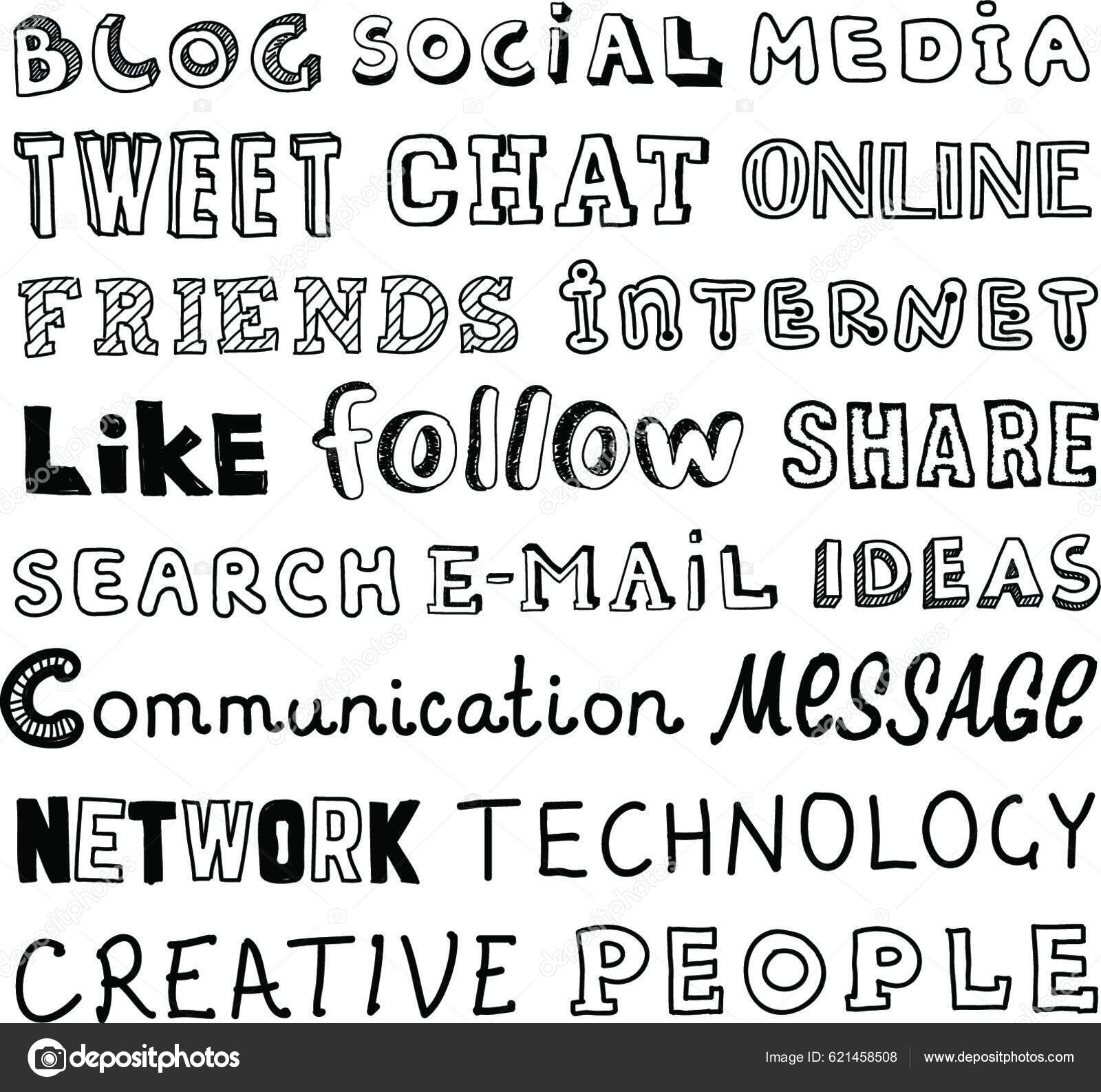 Social Media Vector Sketch Text Stock Vector by ©YAY_Images 621458508